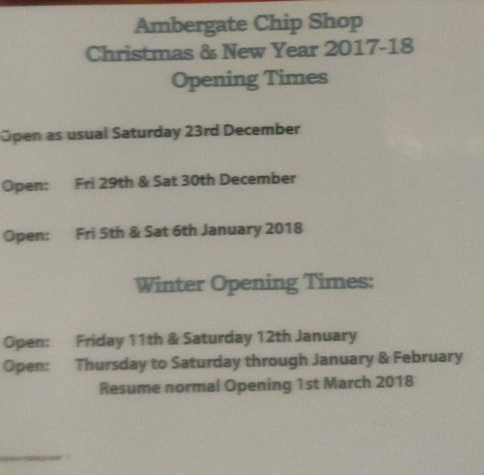 Menu at Ambergate Chip Shop fast food, Belper