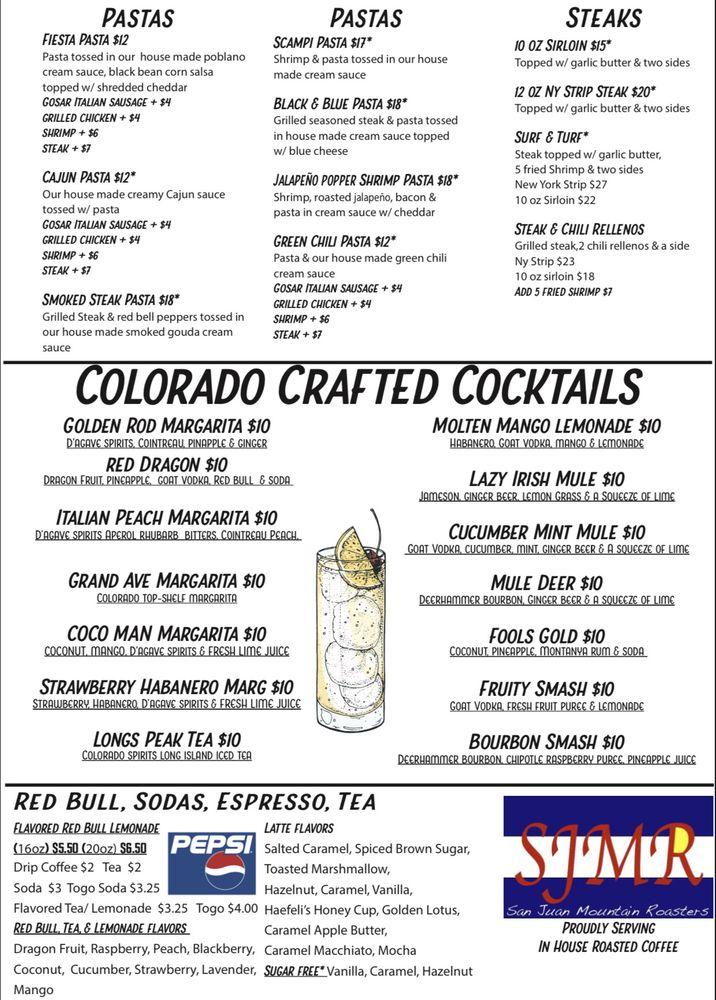 Carta del pub y bar Colorado Grille & Tap House, Del Norte, 590 Grand Ave