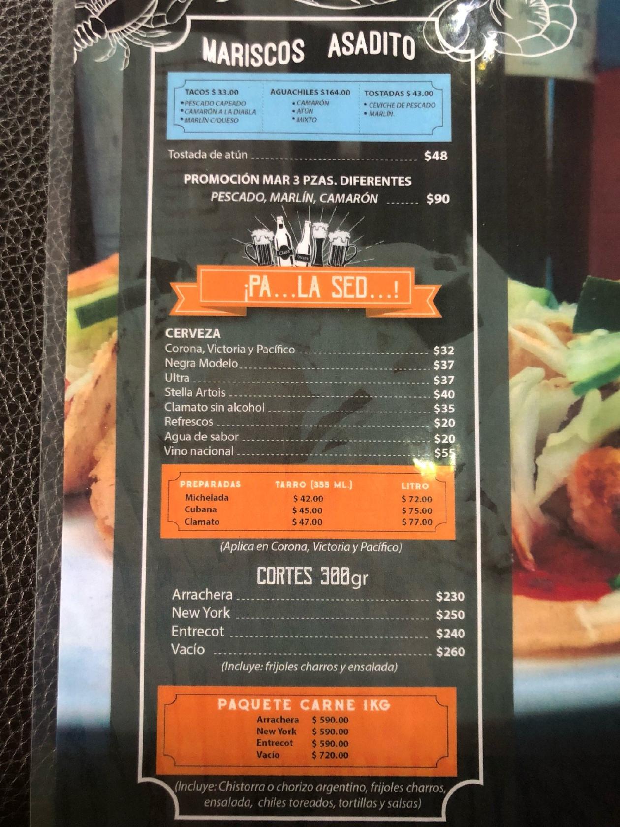 Carta del restaurante El Asadito 13, San Miguel Ajusco, Joya # 13-Local ...