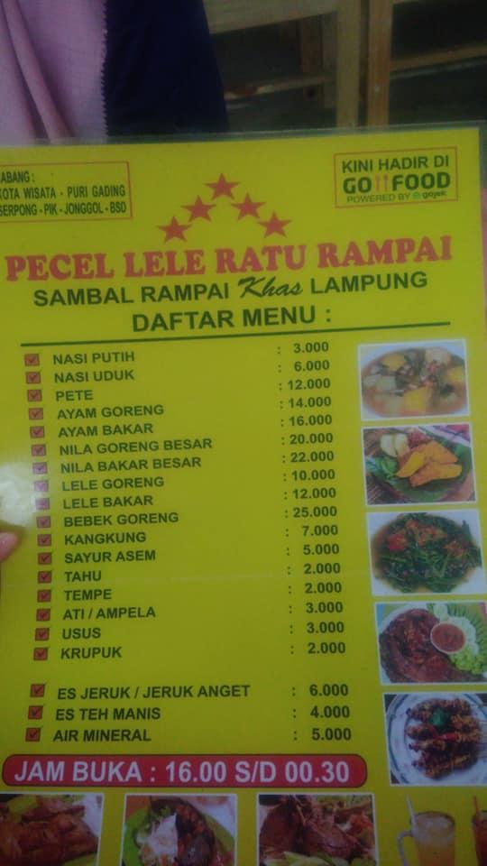 Menu at Pecel lele alun-alun jonggol restaurant, Jonggol