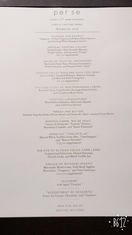 Menu at Per Se restaurant, West New York