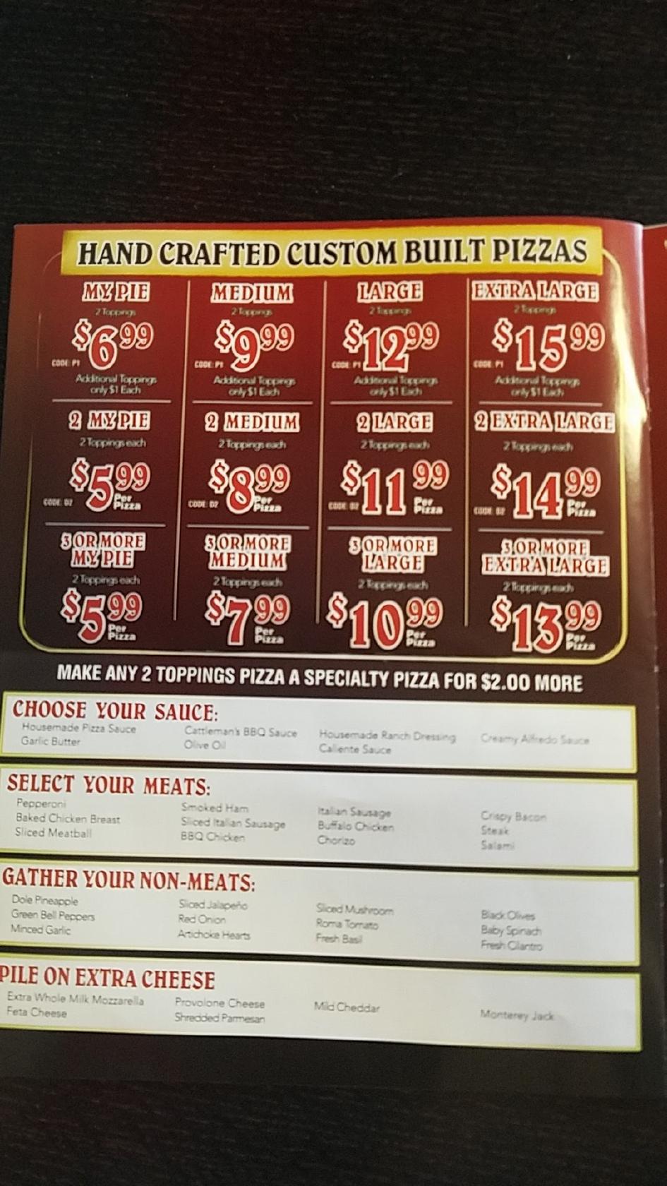 Menu at Pizza Pirates pizzeria, Ontario, E Philadelphia St #108