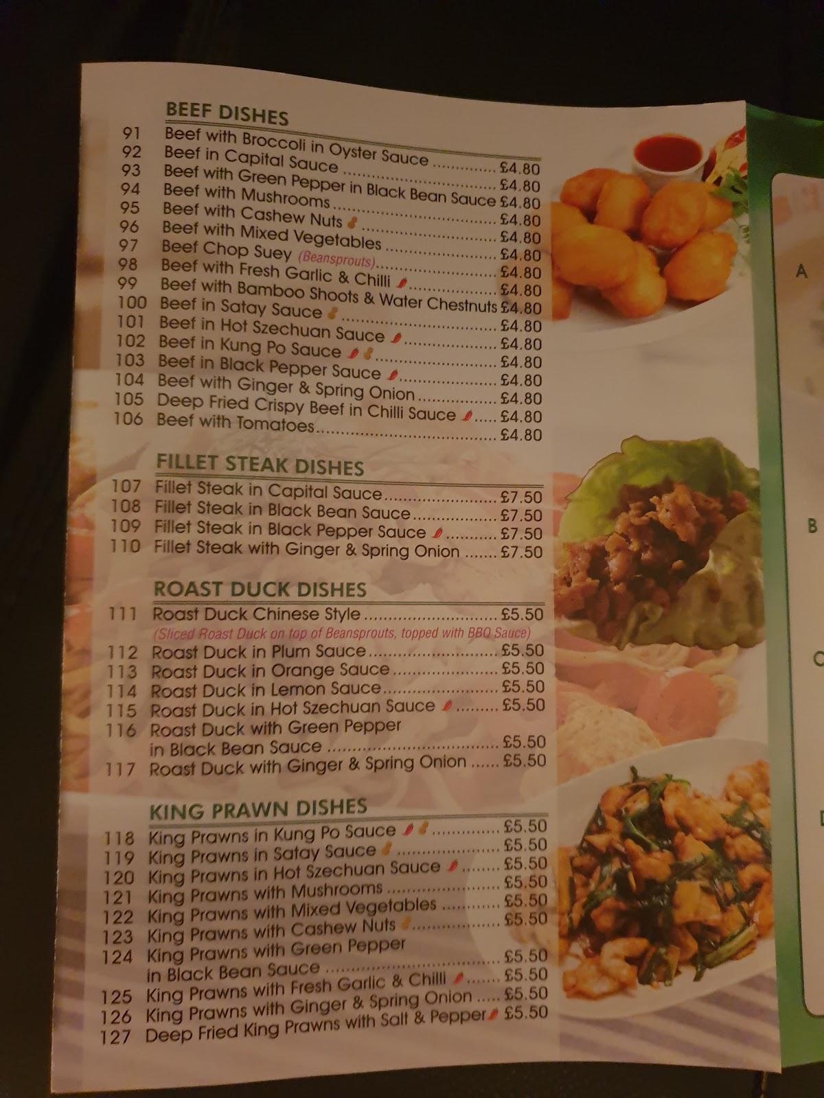 Menu at Golden bridge restaurant, Bourne