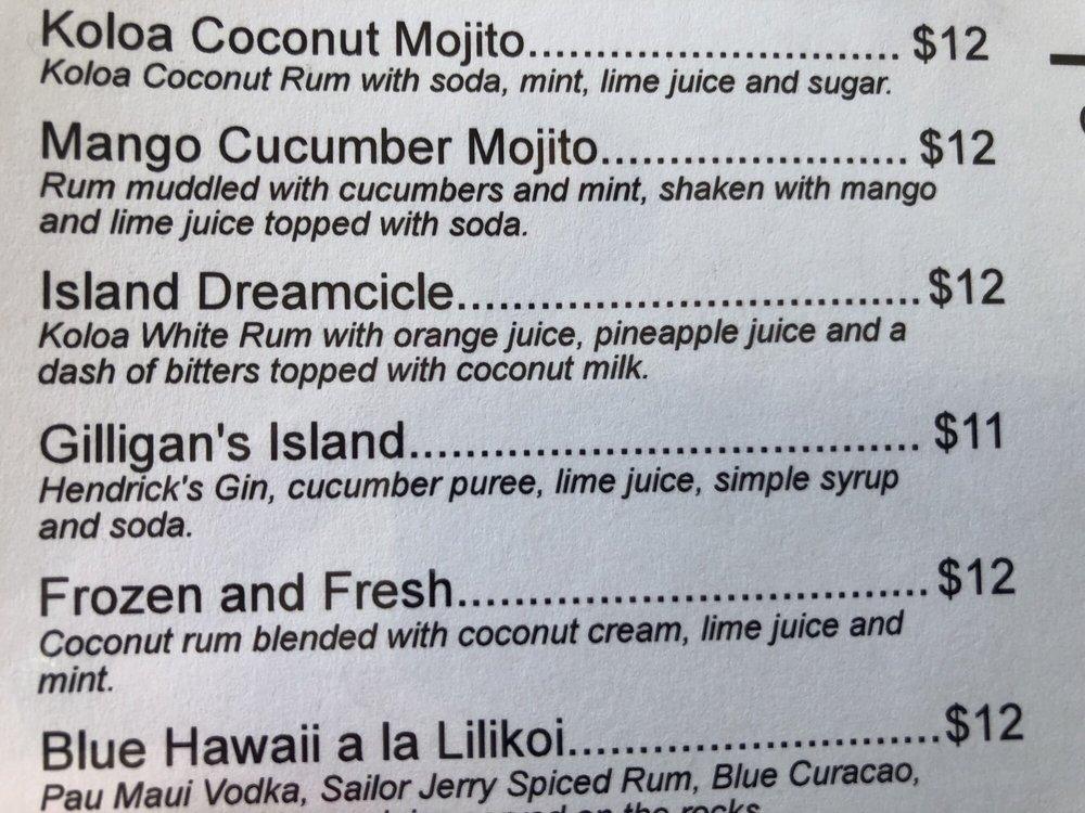 Menu at Lilikoi Bar and Grill, Lihue