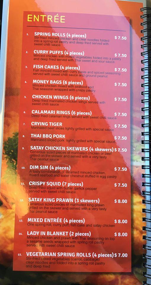 Menu at Thai Crown Restaurant, Wollongong