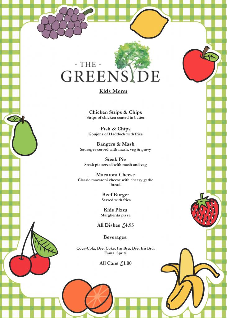 Menu at The Greenside Restaurant, Maybole