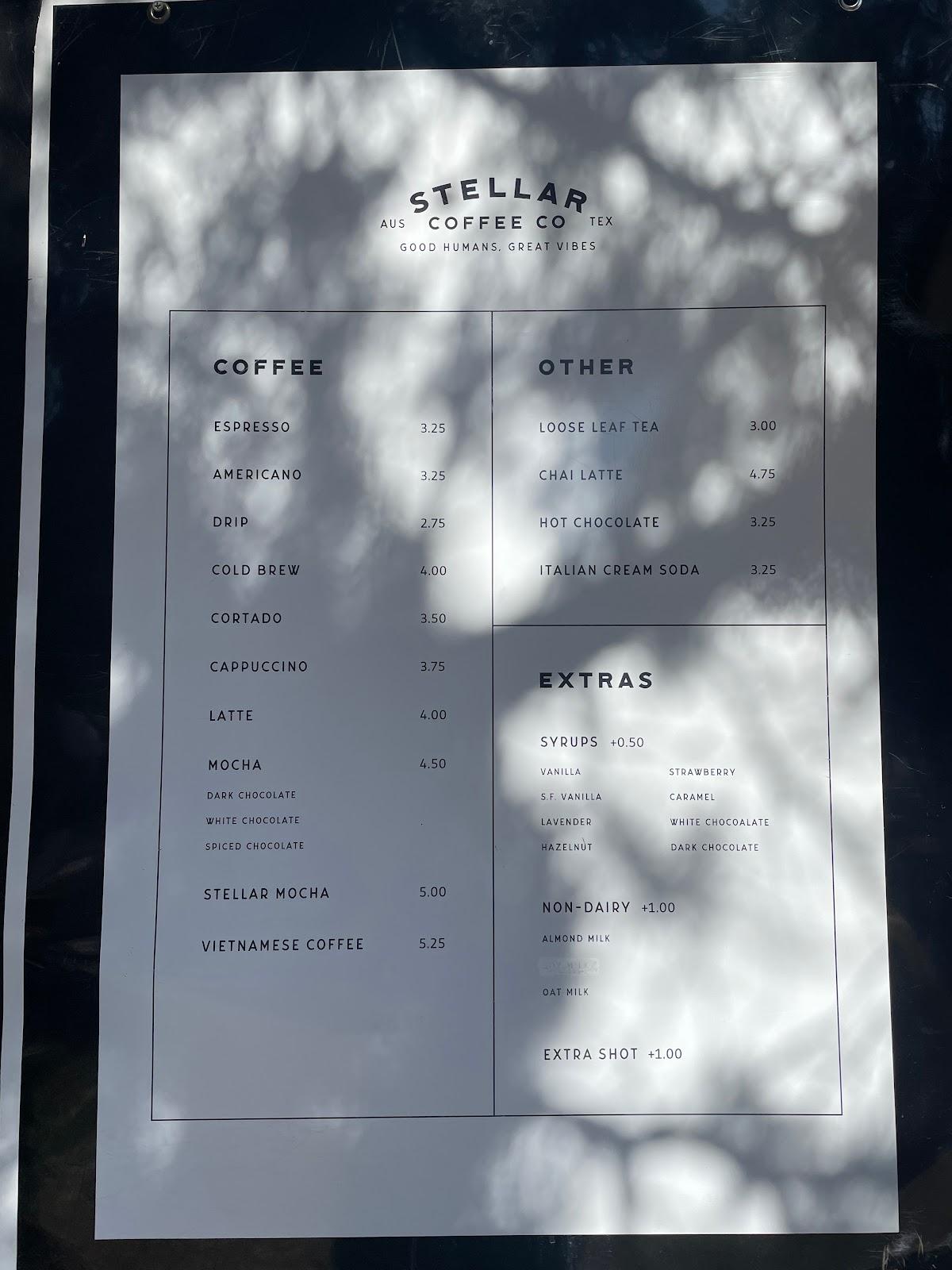 Carta de stellar coffee co. atx, Austin
