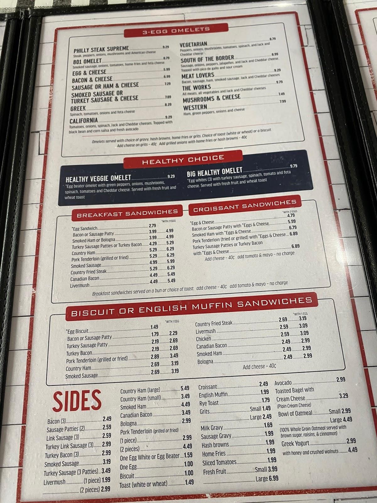 Menu at 801 Southern Kitchen and Pancake House restaurant, Bermuda Run