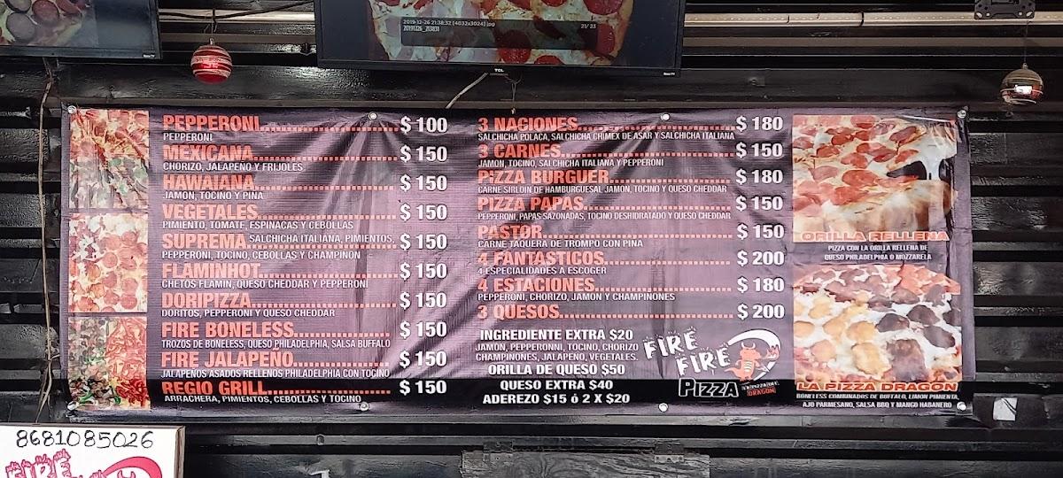 Menu at Fire fire pizza restaurant, Matamoros, Av