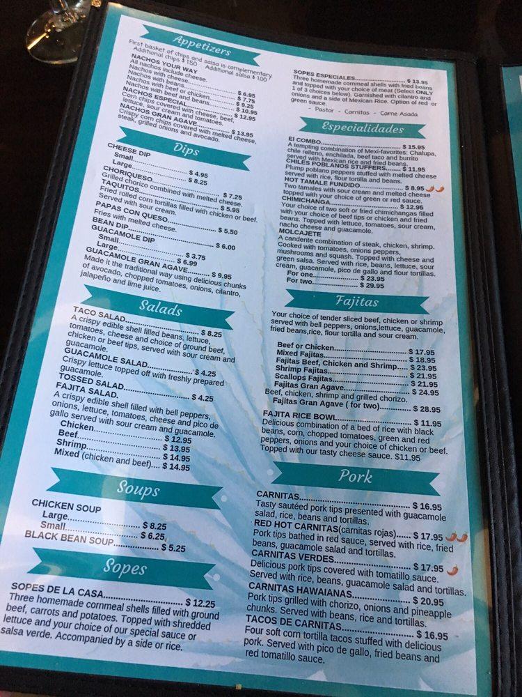 Menu at Gran Agave restaurant, Riverview