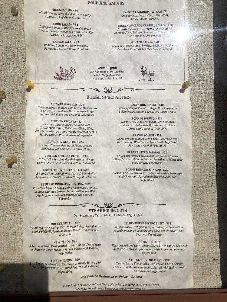 Menu at Stanley's Steakhouse, Jackson