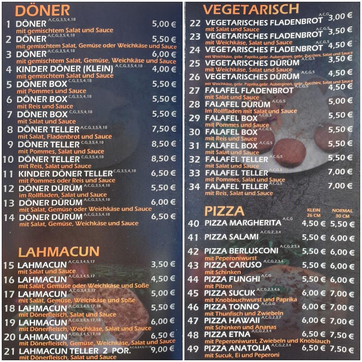 Speisekarte von Döner Dag restaurant, Münster