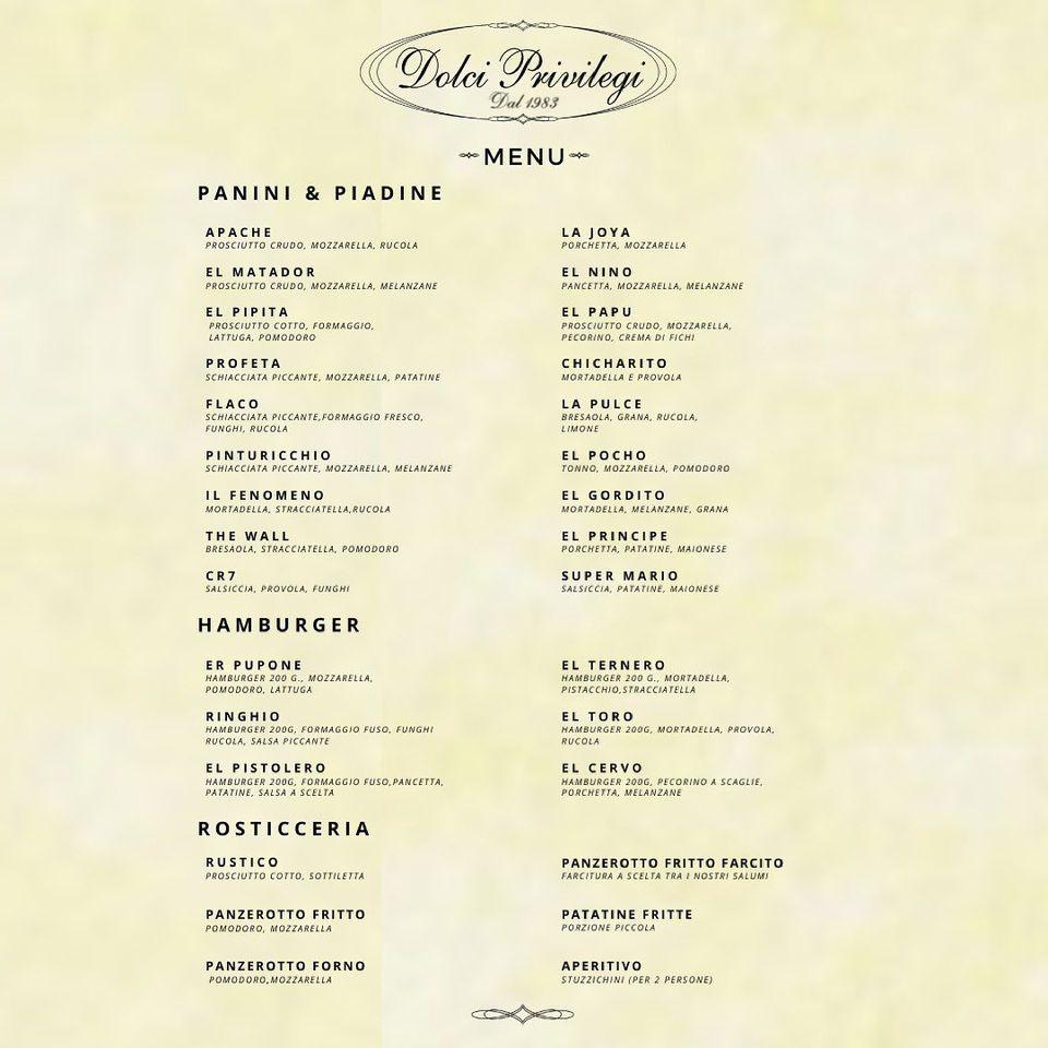 Menu at Sweets Privileges Corbino Angelo pub & bar, Scanzano Jonico