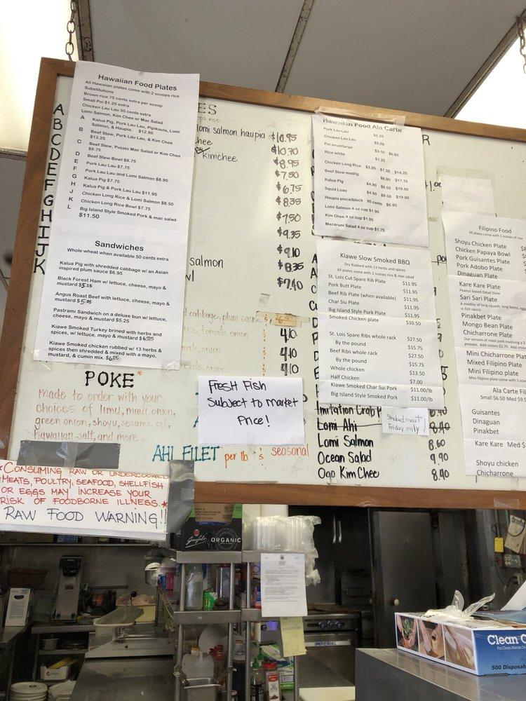 Menu at Fort Ruger Market restaurant, Honolulu