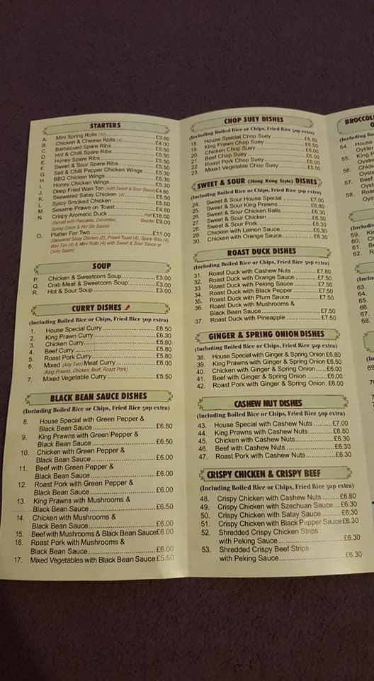 Menu at Silver Inn fast food, Wallsend