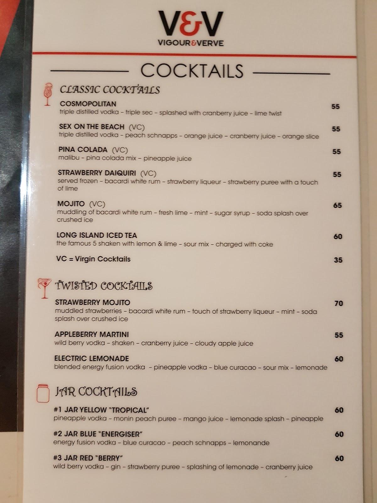 Menu at Café Vigour Silverstar cafe, Krugersdorp, Silverstar Casino