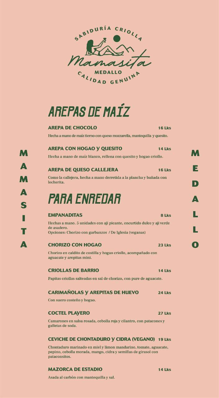 Menu at Mamasita Medallo pub & bar, Medellín