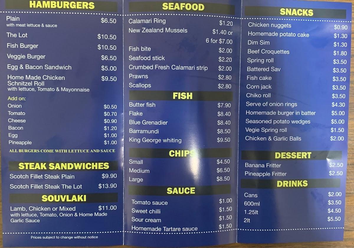 Menu at Captains Fish & Chips fast food, Saint Albans