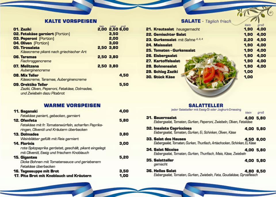 Menu at Hellas Grillrestaurant, Dortmund, Parking lot