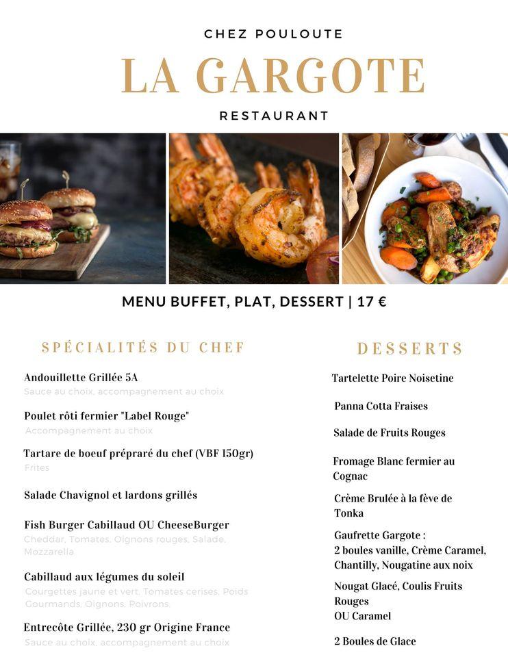 Menu at La Gargote restaurant, Royan