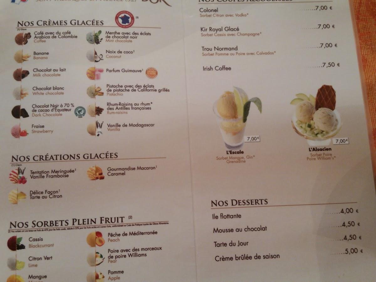 Menu at Restaurant Bar l'Escale, Escalles