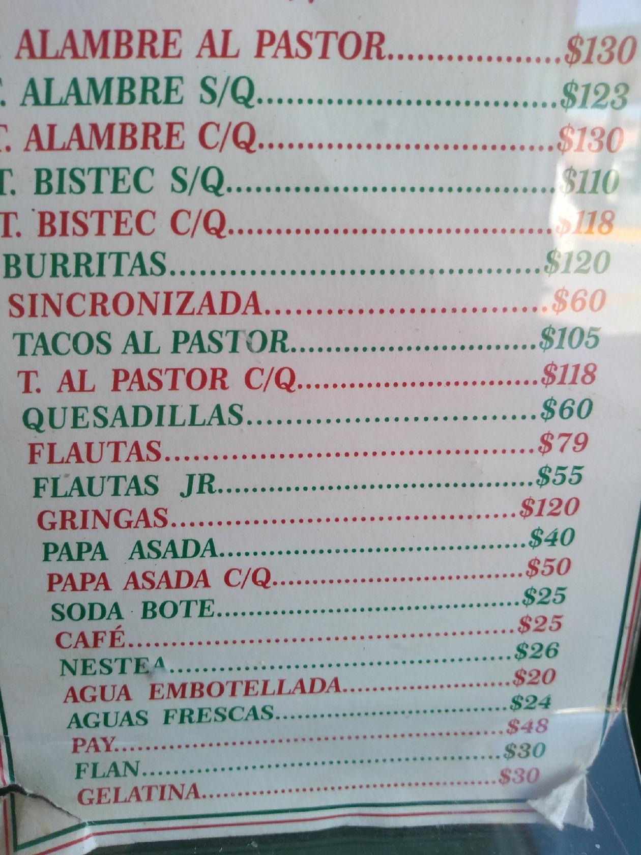 Menu at El Cometa restaurant, Ciudad Juarez, Av. López Mateos 1416