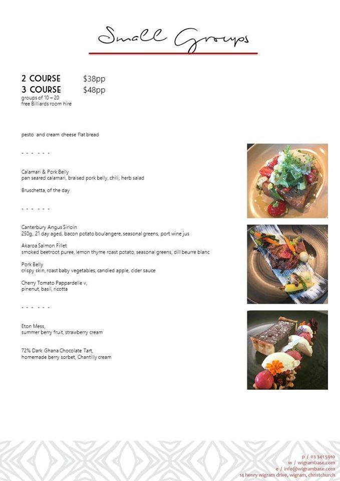 Menu at The Harvard Bar & Bistro, Christchurch