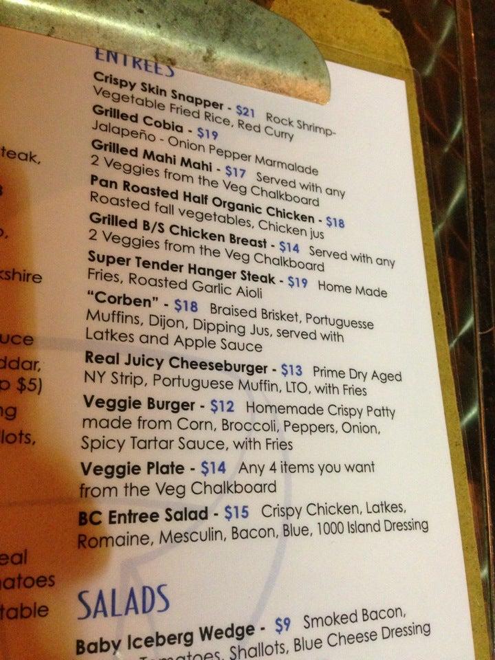 Menu at Blue Collar restaurant, Miami