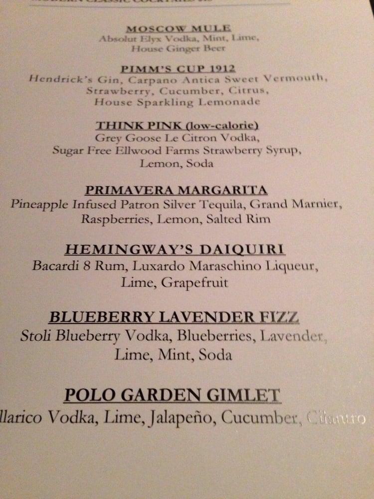 Menu at Polo Lounge restaurant, Beverly Hills