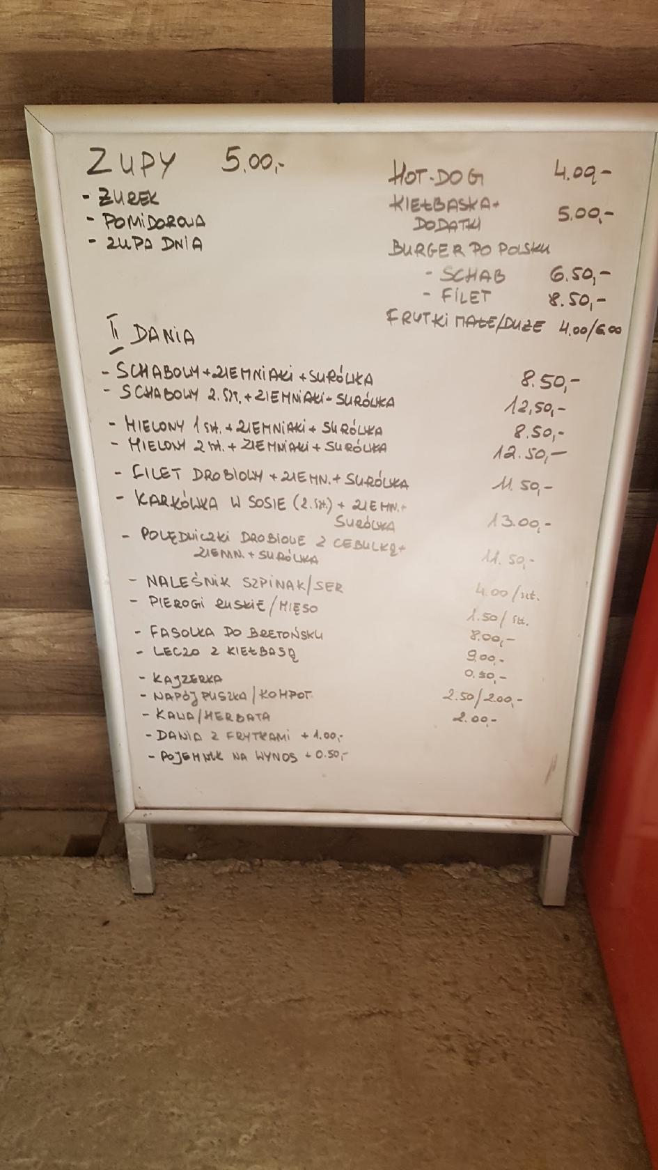 Menu at Bistro na budowie restaurant, Warsaw