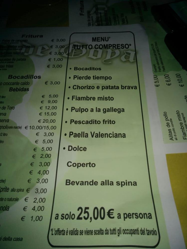 Menu at El Rincon De Goya restaurant, Somma Vesuviana