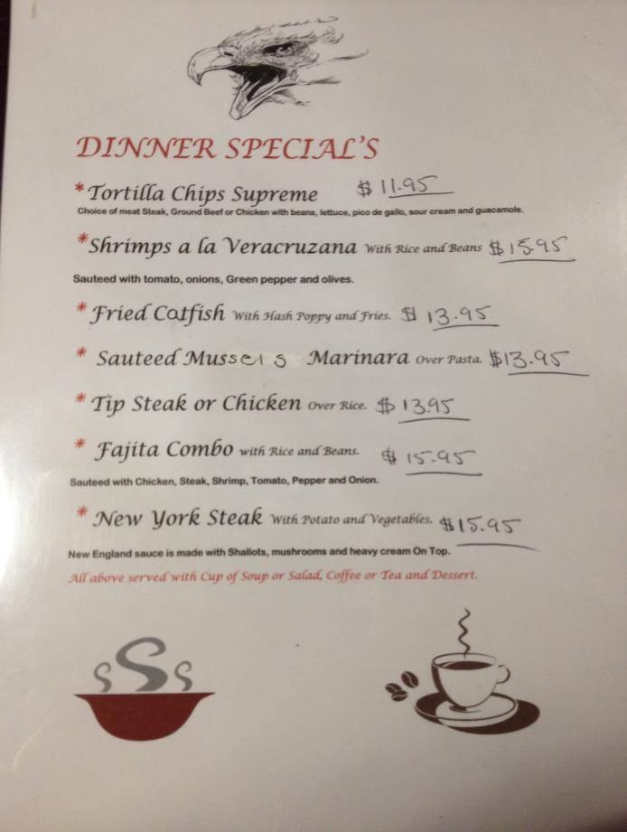 Menu at Golden Eagle II Diner cafe, New York City, 682 Morris Park Ave