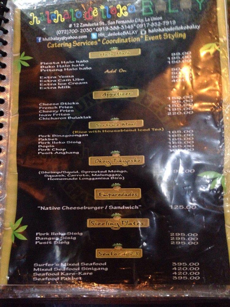 Menu at Halo-Halo de Iloko desserts, San Fernando, J889+VW4