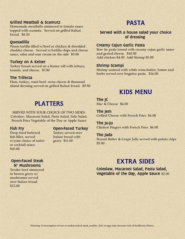 Menu at #8 Tavern pub & bar, McAdoo