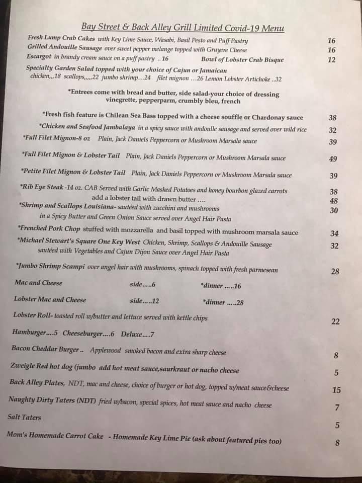 Menu at The Back Alley Grill, Sodus Point