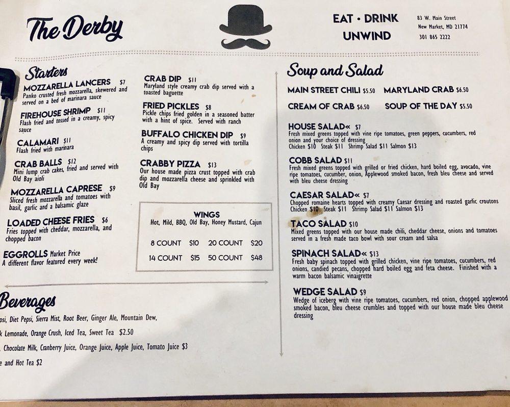 Menu at The Derby Restaurant & Bar, New Market