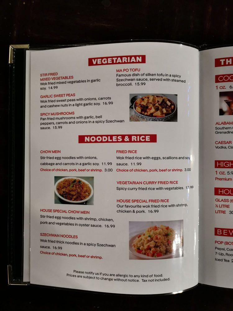 Menu at The Old Elevator restaurant, Fernie