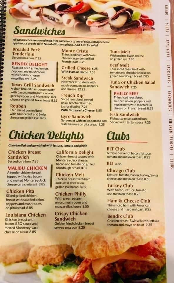 Menu at Bendix Restaurant Family Dining, South Bend, W Western Ave