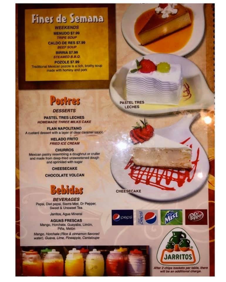 Menu at El Tenampa Mexican Restaurant, Kissimmee, W Irlo Bronson ...