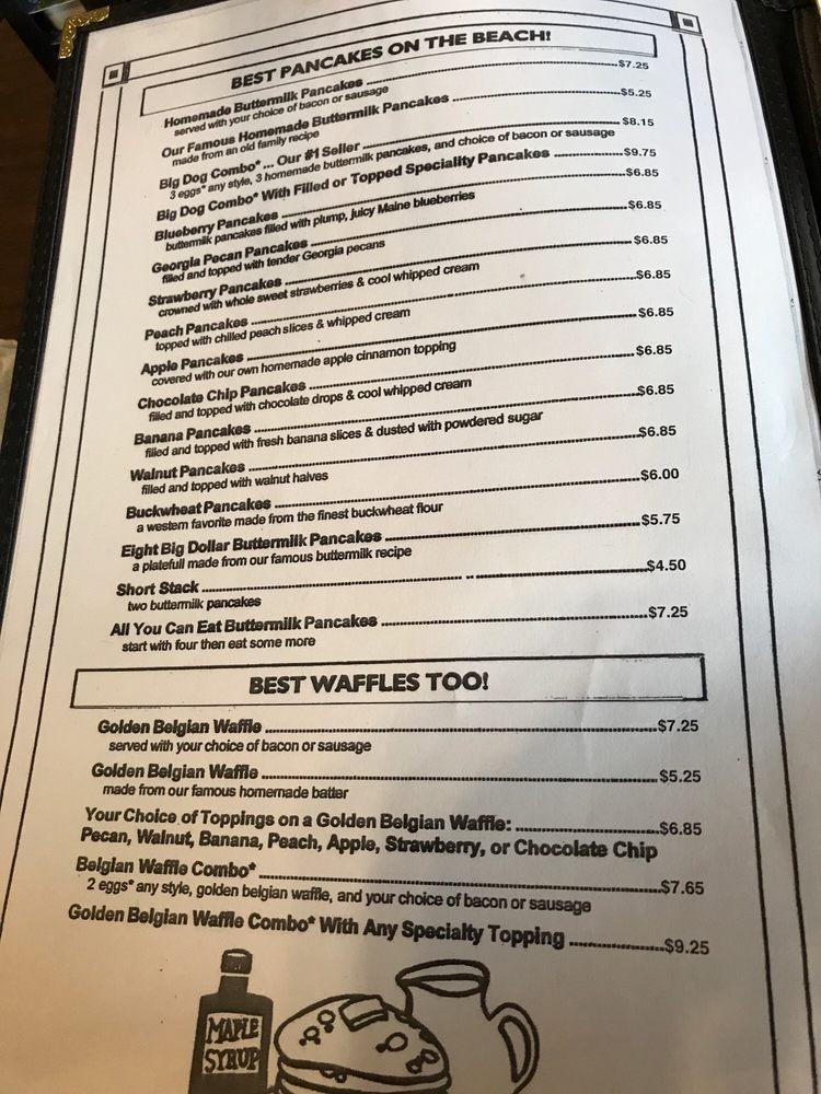 Menu at Golden Griddle Pancake House restaurant, North Myrtle Beach
