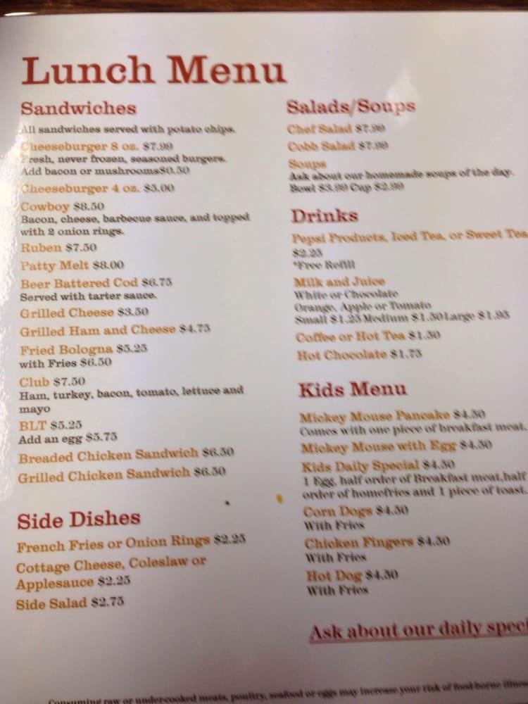Menu at Sunbury Grill restaurant, Sunbury