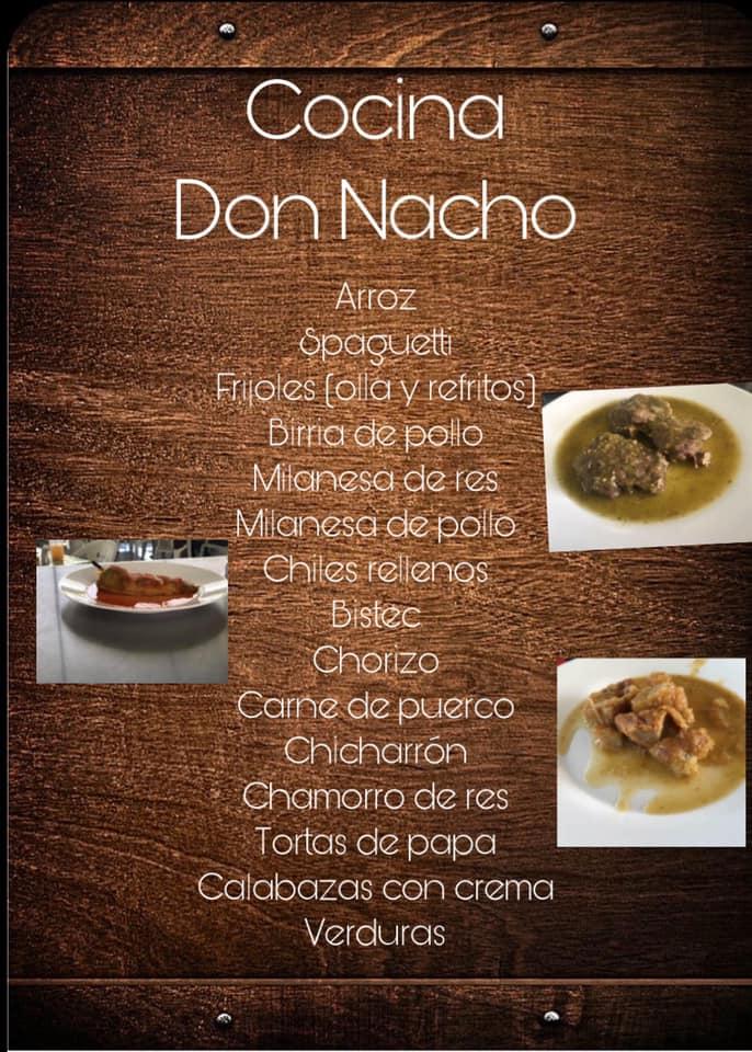 Menu at Cocina Don Nacho restaurant, Leon, Carretera León - Lagos km 15