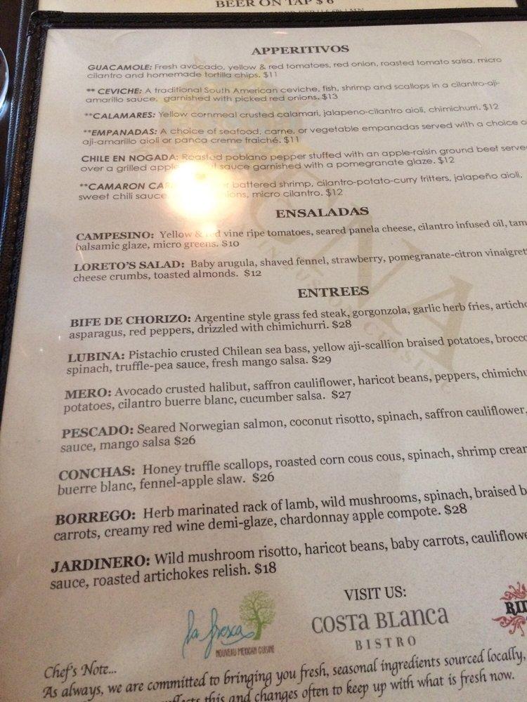 Menu at Ena restaurant, Minneapolis