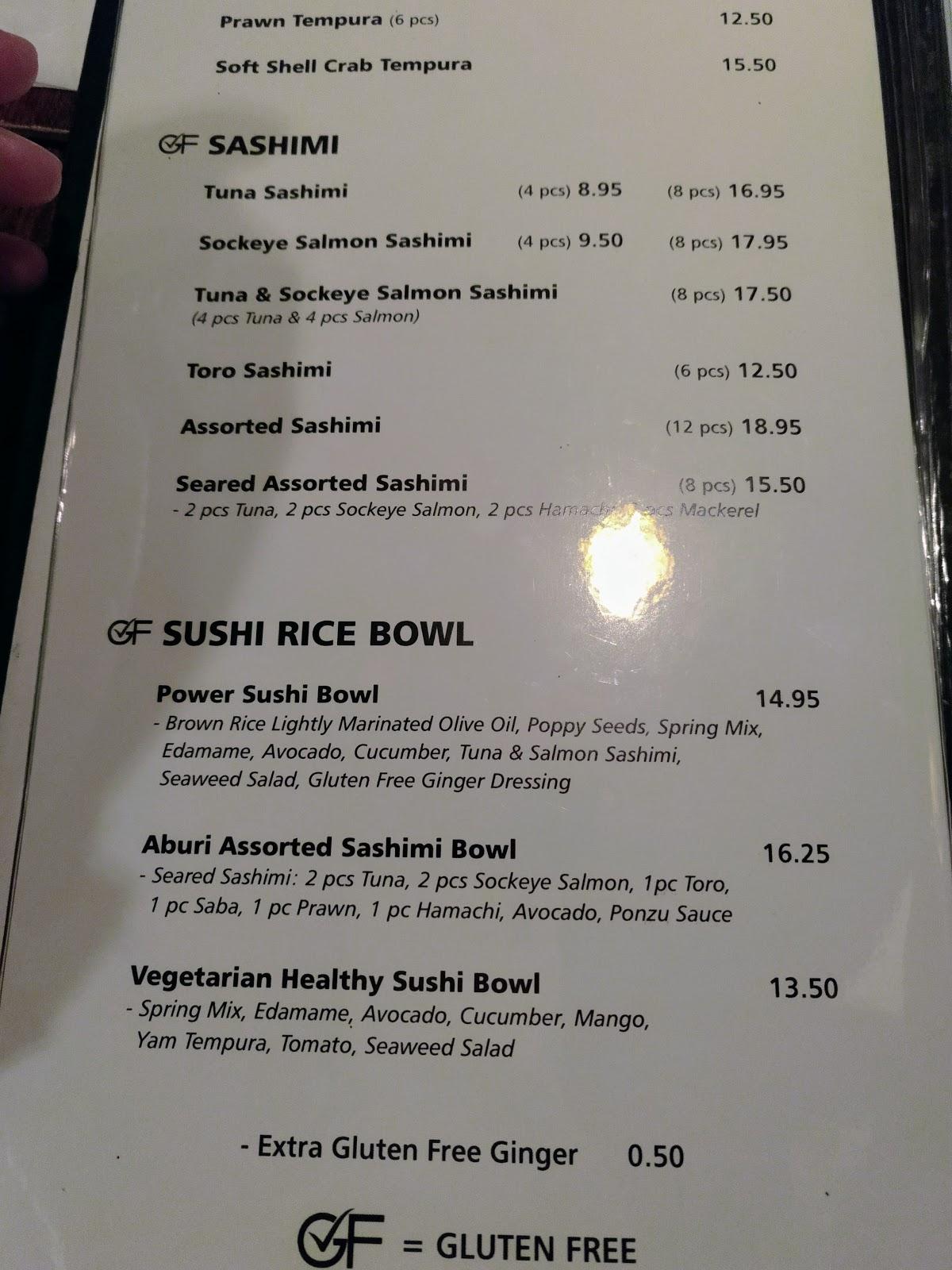 Menu at Iki Japanese Restaurant, Vancouver