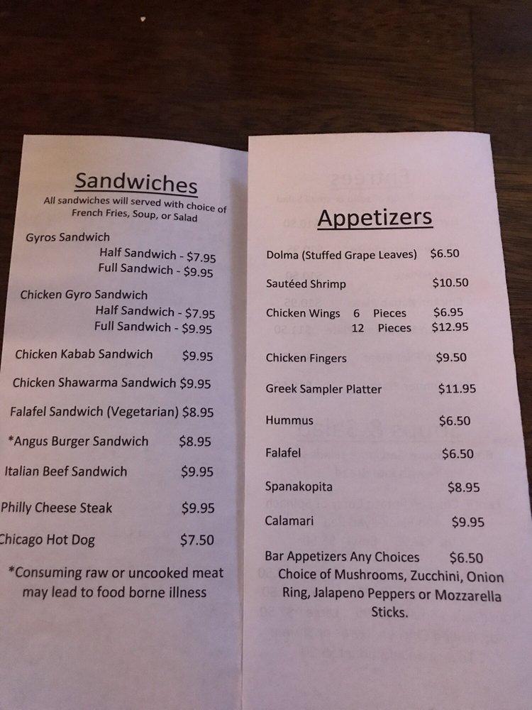 Menu at Sunset Bistro restaurant, Sun City, N 99th Ave