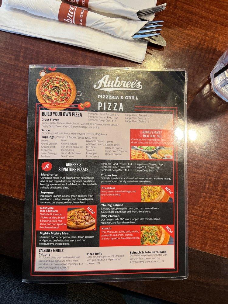 Menu at Aubree's Pizza pizzeria, Grand Blanc