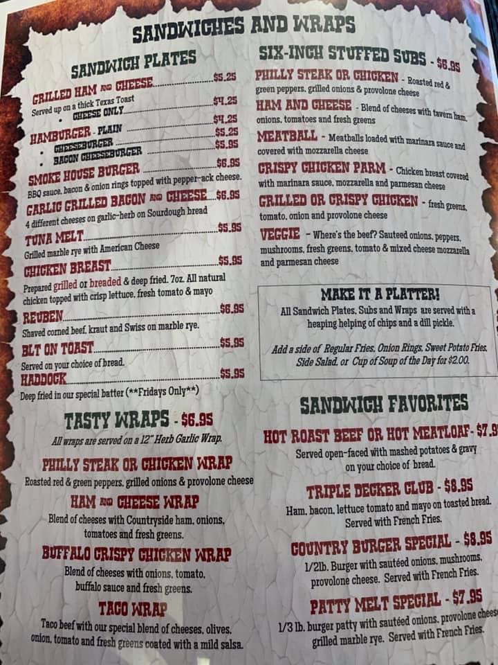 Menu at Countryside Grille restaurant, Union City