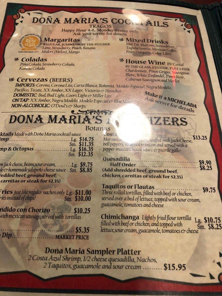 Menu at Dona Maria Tamales-Northwest restaurant, Las Vegas, N Tenaya Way