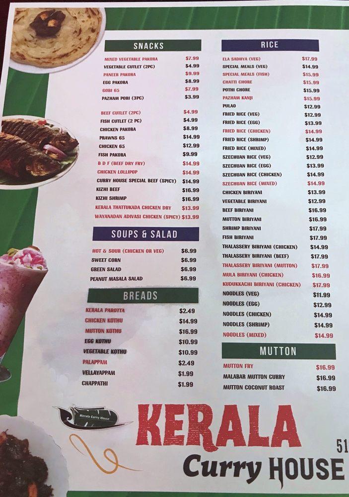 Menu au Kerala Curry House restaurant, Mississauga