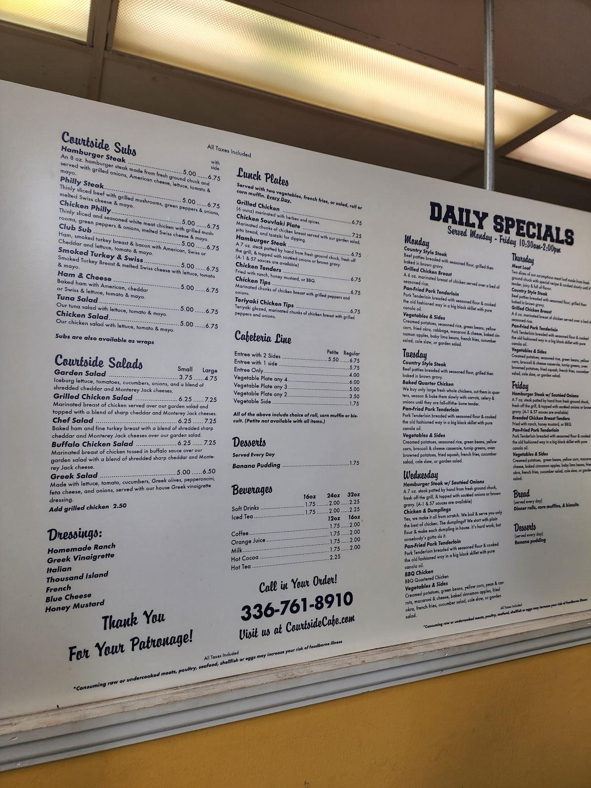Menu at Courtside Cafe, Winston-Salem